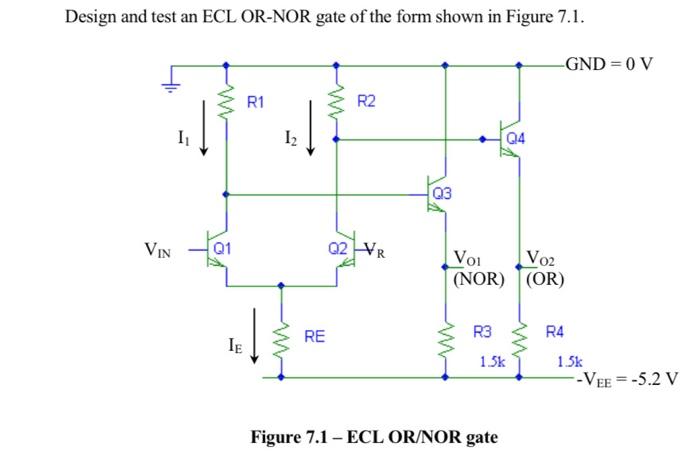 Design an ECL OR-NOR gate with the form shown in | Chegg.com