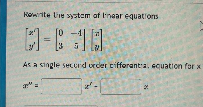 Solved Rewrite the system of linear equations | Chegg.com