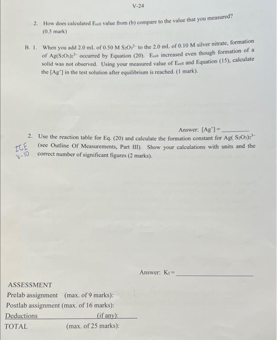 Part IV. The Formation Constant of a Complex Ion A. | Chegg.com