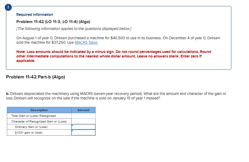 Solved !Required InformationProblem 11-42 (LO 11-3, ﻿LO | Chegg.com