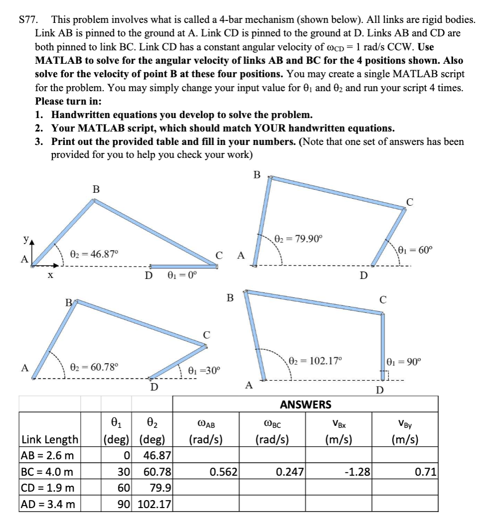 USE SYMBOLIC VARIABLES IN MATLAB TO SOLVE (SYMS .... | Chegg.com