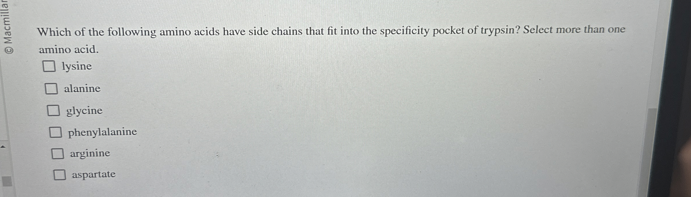 Solved Which of the following amino acids have side chains | Chegg.com
