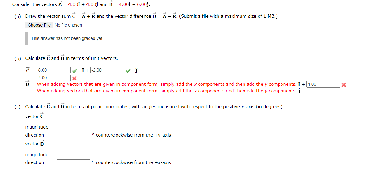 Solved please solve all parts and kindly draw the vector sum | Chegg.com