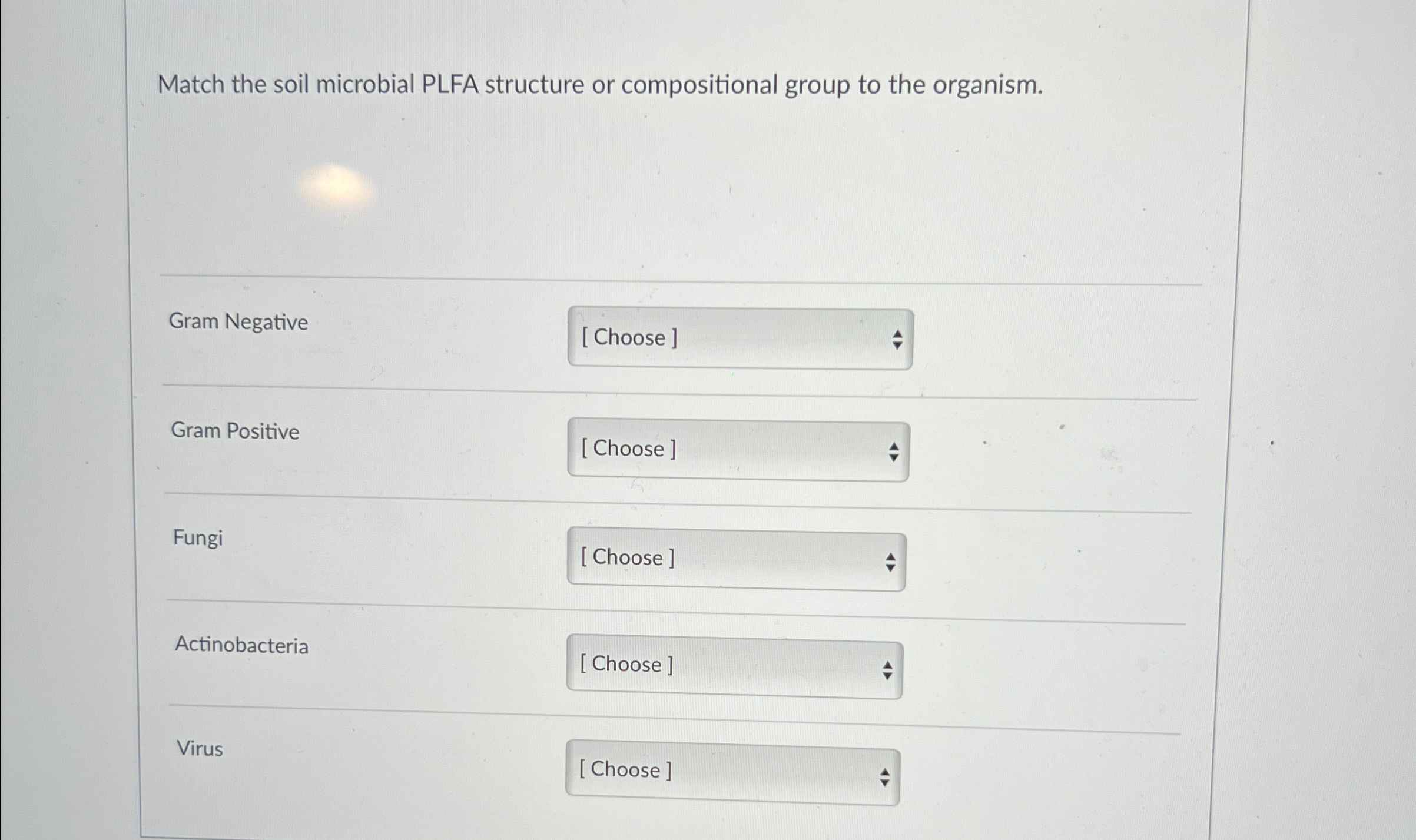 Solved Match the soil microbial PLFA structure or | Chegg.com