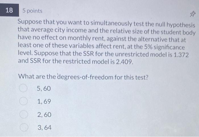 Solved Question The following equation examines whether rent | Chegg.com