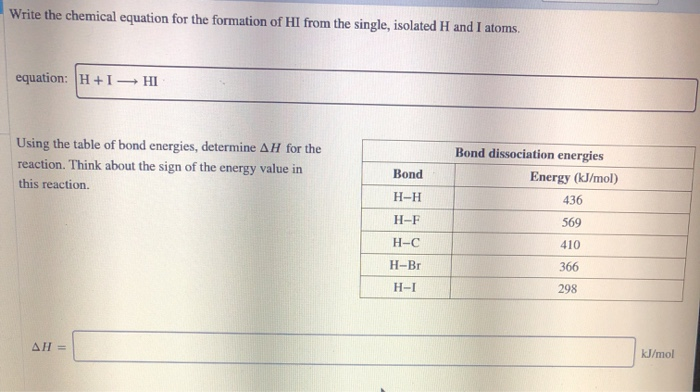 Solved Write the chemical equation for the formation of HI | Chegg.com