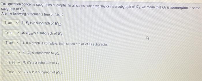Solved This question concems subgraphs of graphs in all | Chegg.com
