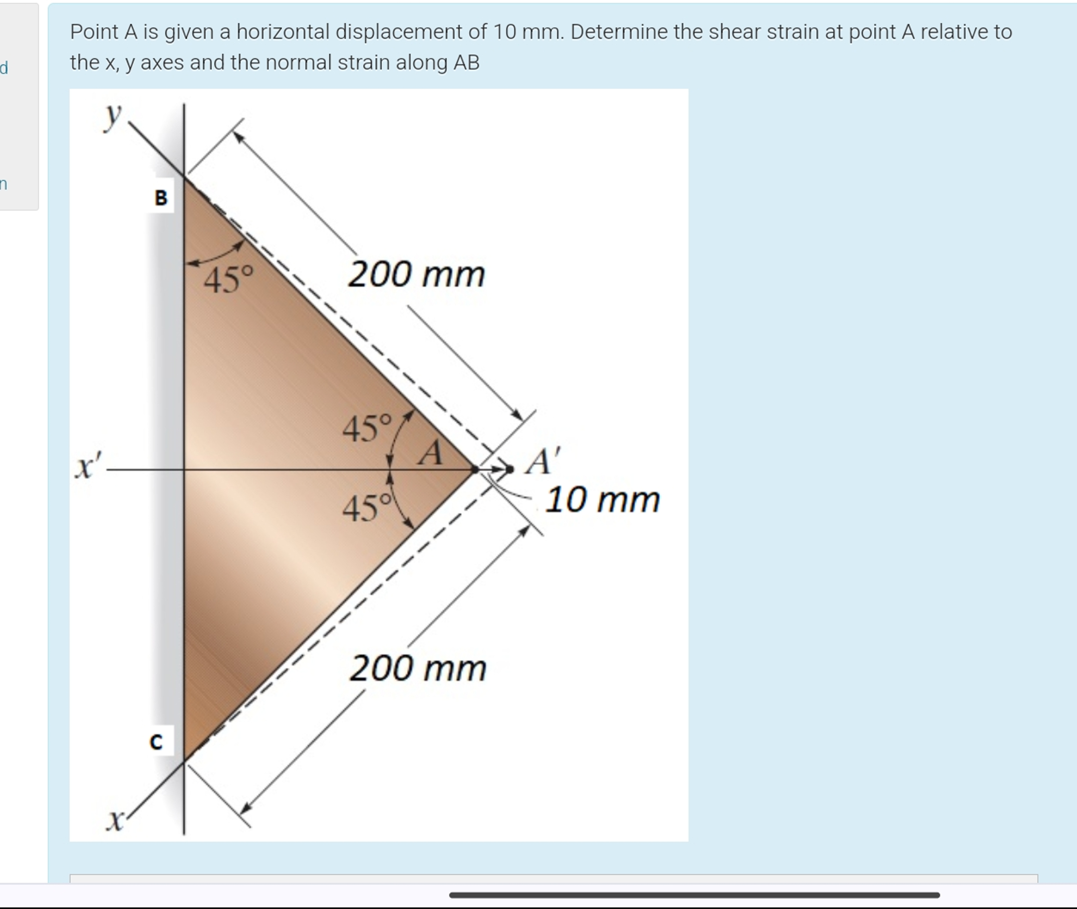 Solved Point A ﻿is given a horizontal displacement of 10mm. | Chegg.com