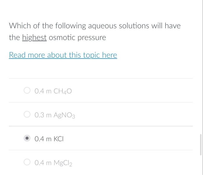 Solved Which of the following aqueous solutions will have | Chegg.com