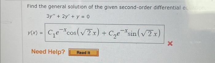 Solved Find the general solution of the given second-order | Chegg.com