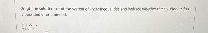 Solved Graph the solution set of the system of linear | Chegg.com