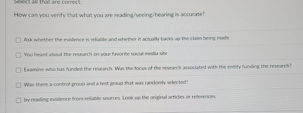 Solved Select all that are correct:How can you verify that | Chegg.com