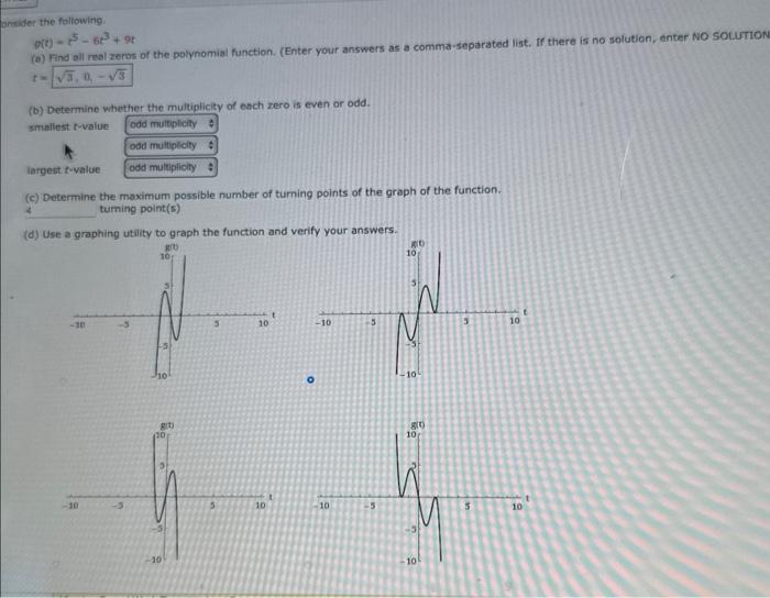 Solved ansider the following. g(t)=r3−a3+9r (a) Find all | Chegg.com