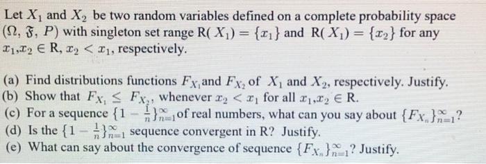 Solved Let X1 and X2 be two random variables defined on a | Chegg.com