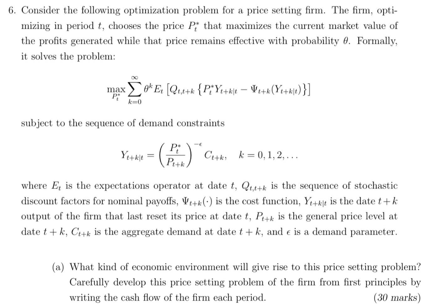 Solved Consider the following optimization problem for a | Chegg.com
