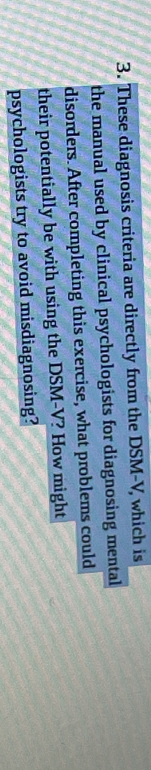 Solved These diagnosis criteria are directly from the DSM-V, | Chegg.com