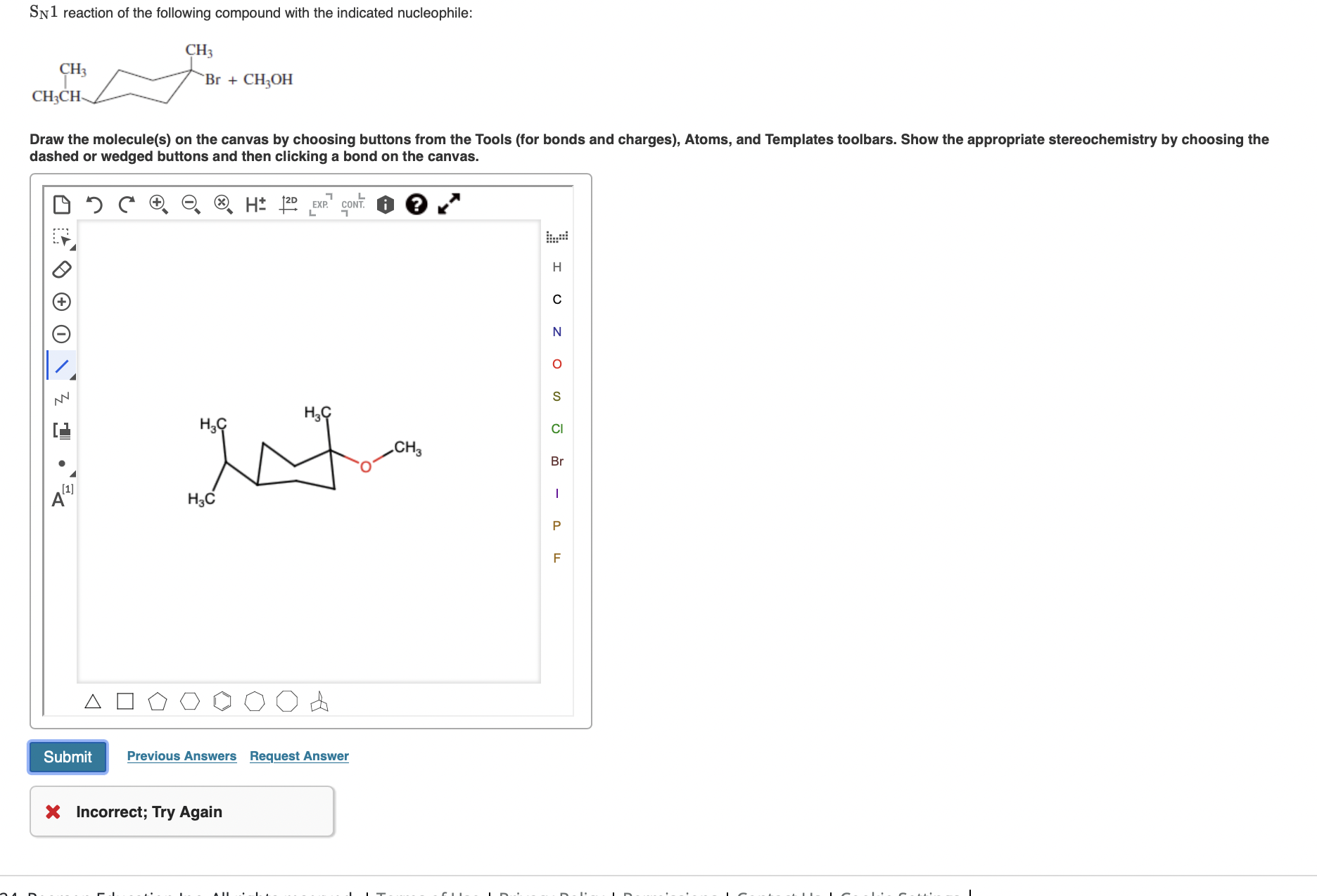Solved \( \mathrm{S}_{\mathrm{N}} 1 \) ﻿reaction of the | Chegg.com