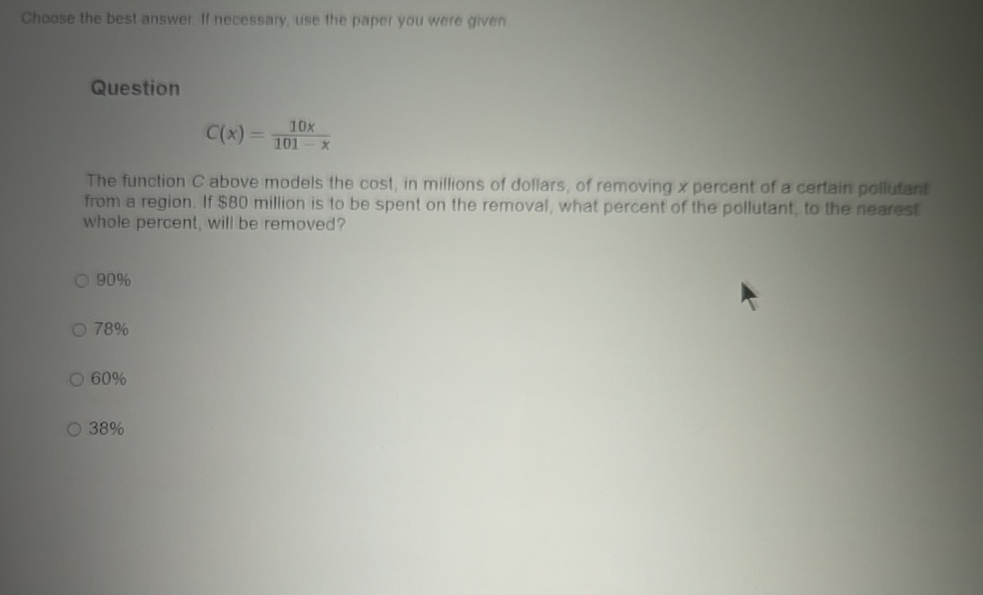Solved Choose the best answer. II necessary, use the paper | Chegg.com