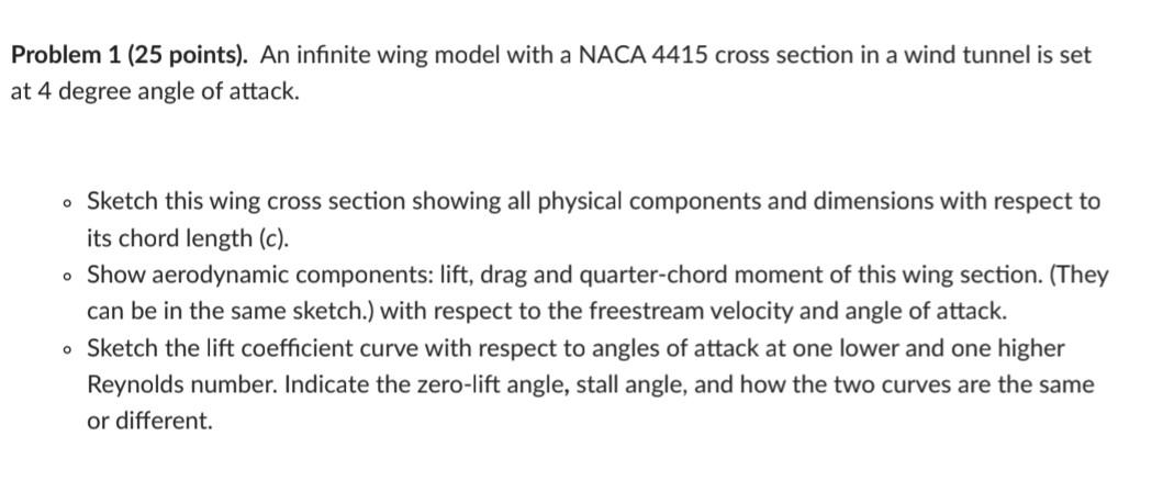 Problem 1 (25 points). An infinite wing model with a | Chegg.com