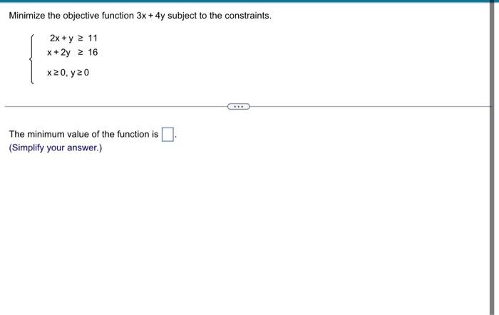 Solved Minimize The Objective Function 3x 4y Subject To The