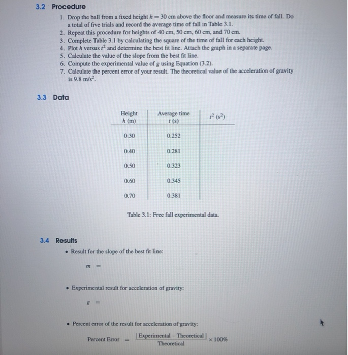 Solved 3.1. Introduction Consider a ball being dropped from | Chegg.com