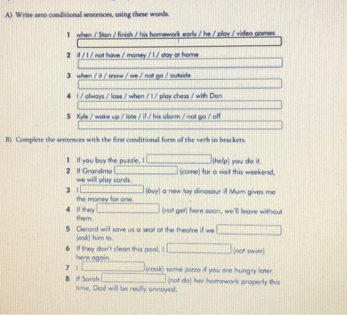 Solved A) Write zero conditional sentences, using these | Chegg.com