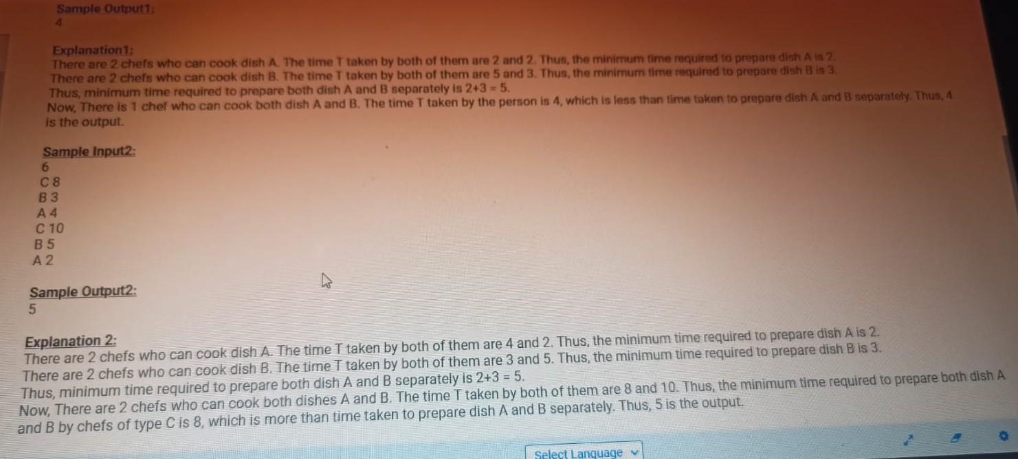 Solved Explanation1: There are 2 chefs who can cook dish A. | Chegg.com