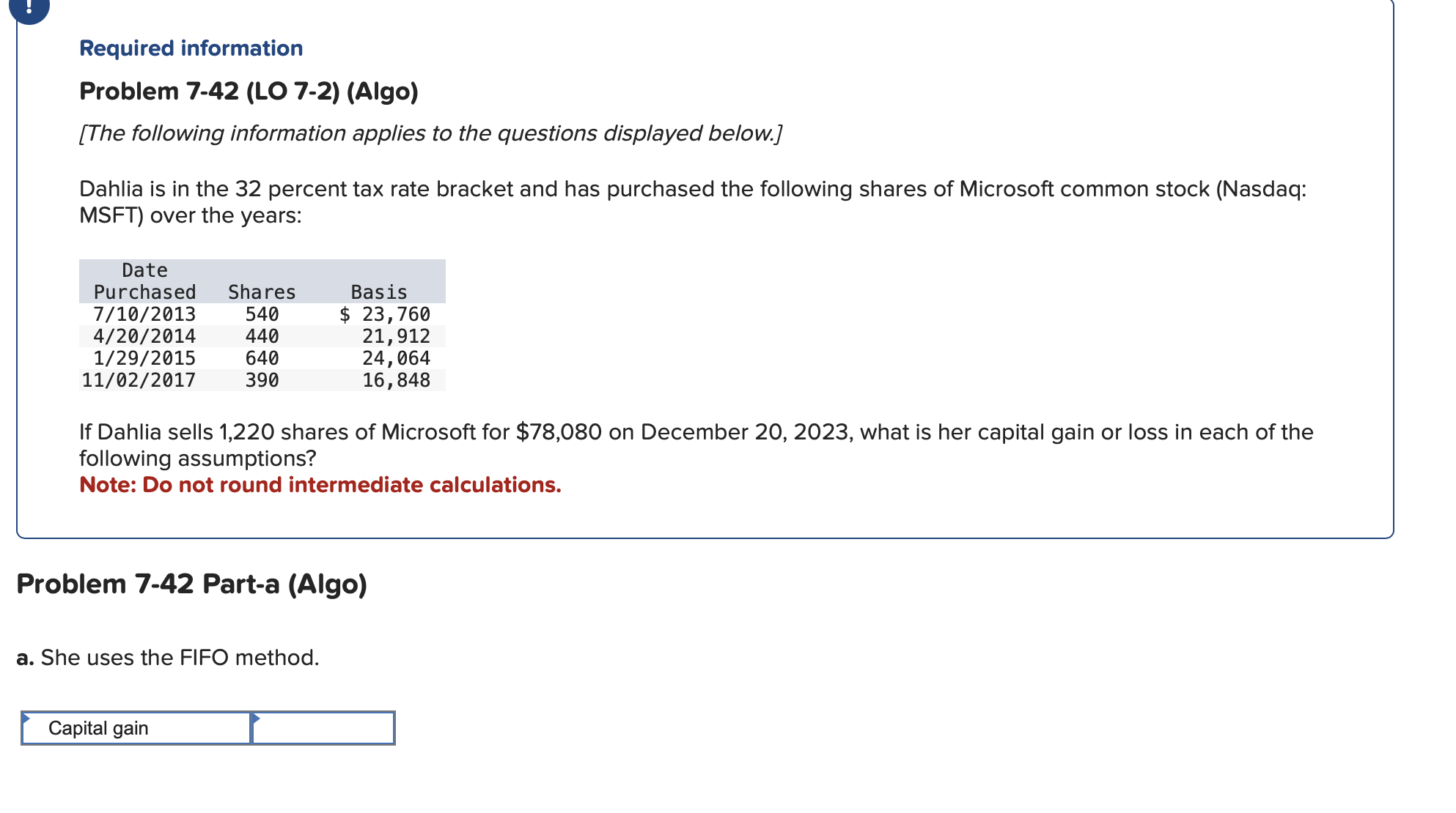 Required informationProblem 7-42 (LO 7-2) (Algo)[The | Chegg.com