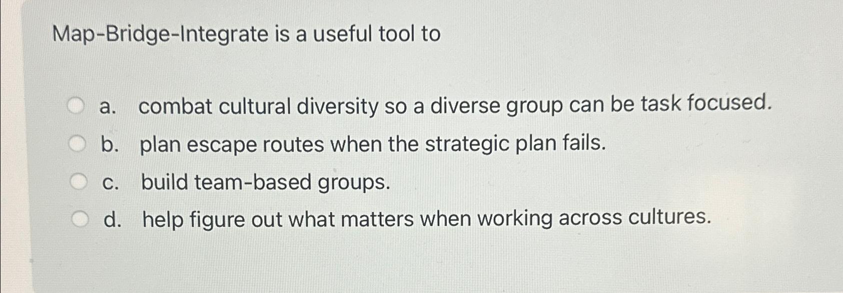 Solved Map-Bridge-Integrate is a useful tool toa. ﻿combat | Chegg.com