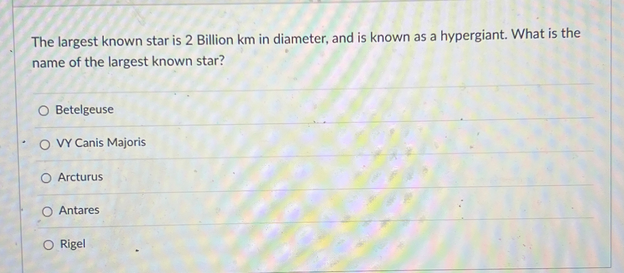 Solved The largest known star is 2 ﻿Billion km in diameter, | Chegg.com