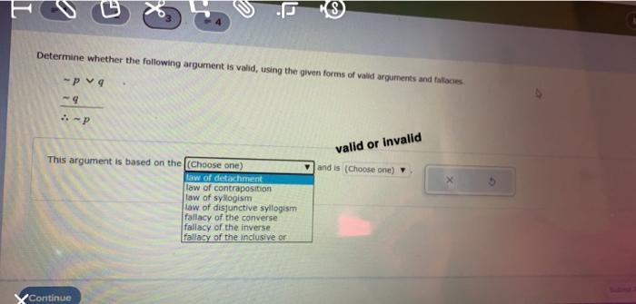 Solved Determine whether the following argument is valid, | Chegg.com