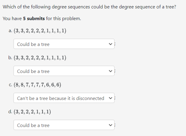 Solved Which of the following degree sequences could be the | Chegg.com