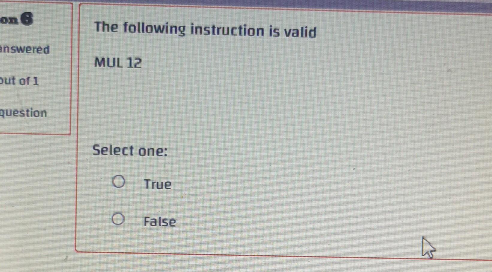 Solved The following instruction is valid MOV ES 0100 Select | Chegg.com