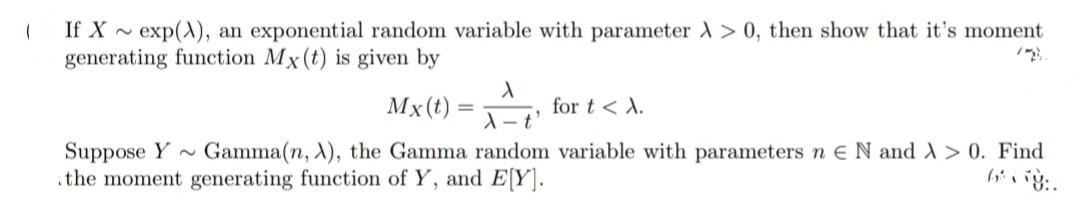 Solved 1 N If X ~ exp(1), an exponential random variable | Chegg.com
