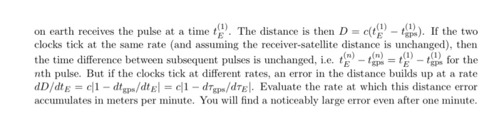 Problem 2: Relativity and the GPS Consider a GPS | Chegg.com