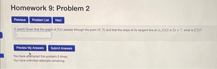 Solved (1. point) Given that the araph of f(x) passes | Chegg.com
