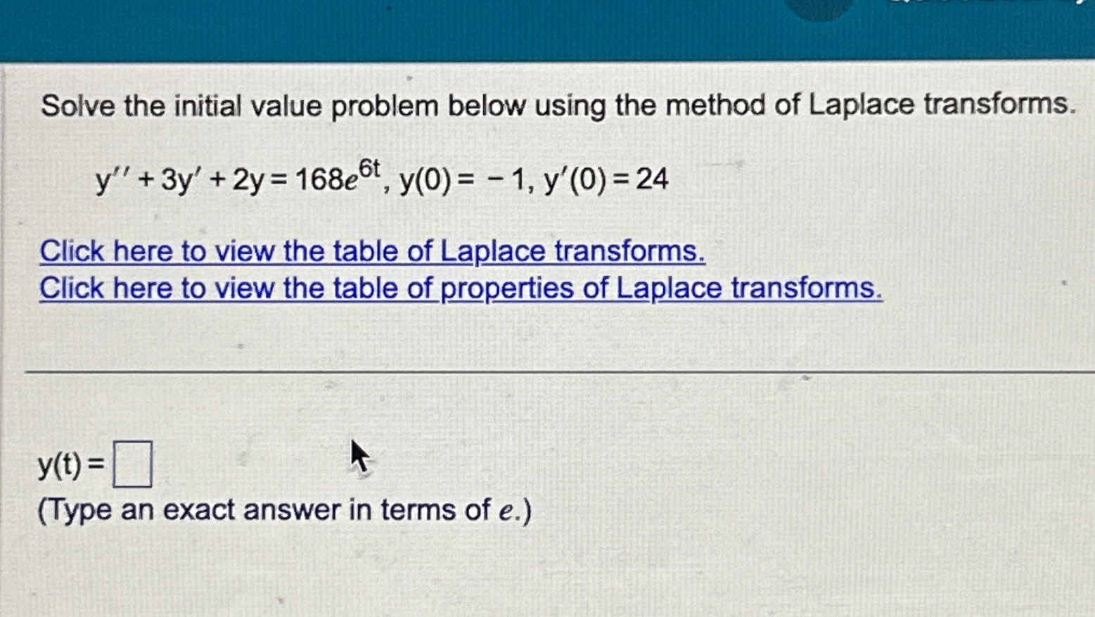 Solve the initial value problem below using the | Chegg.com