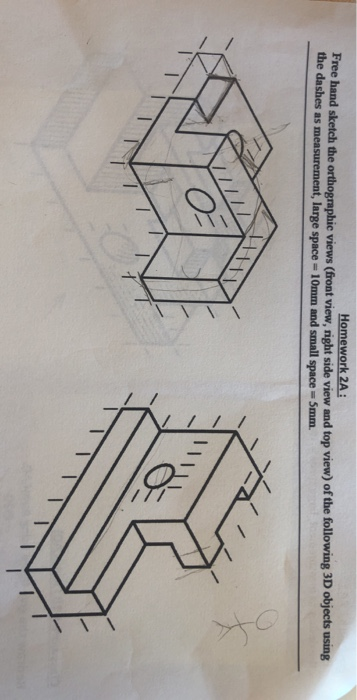 Free hand sketch the orthographic views (front view, | Chegg.com