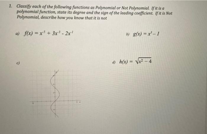 Solved 1. Classify each of the following functions as | Chegg.com