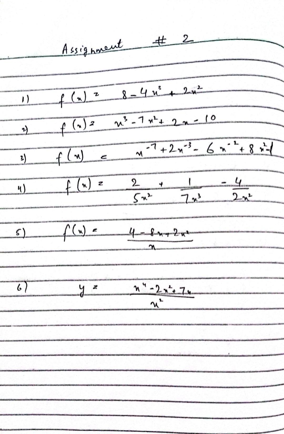 Solved find the double derivatives of these questions by | Chegg.com