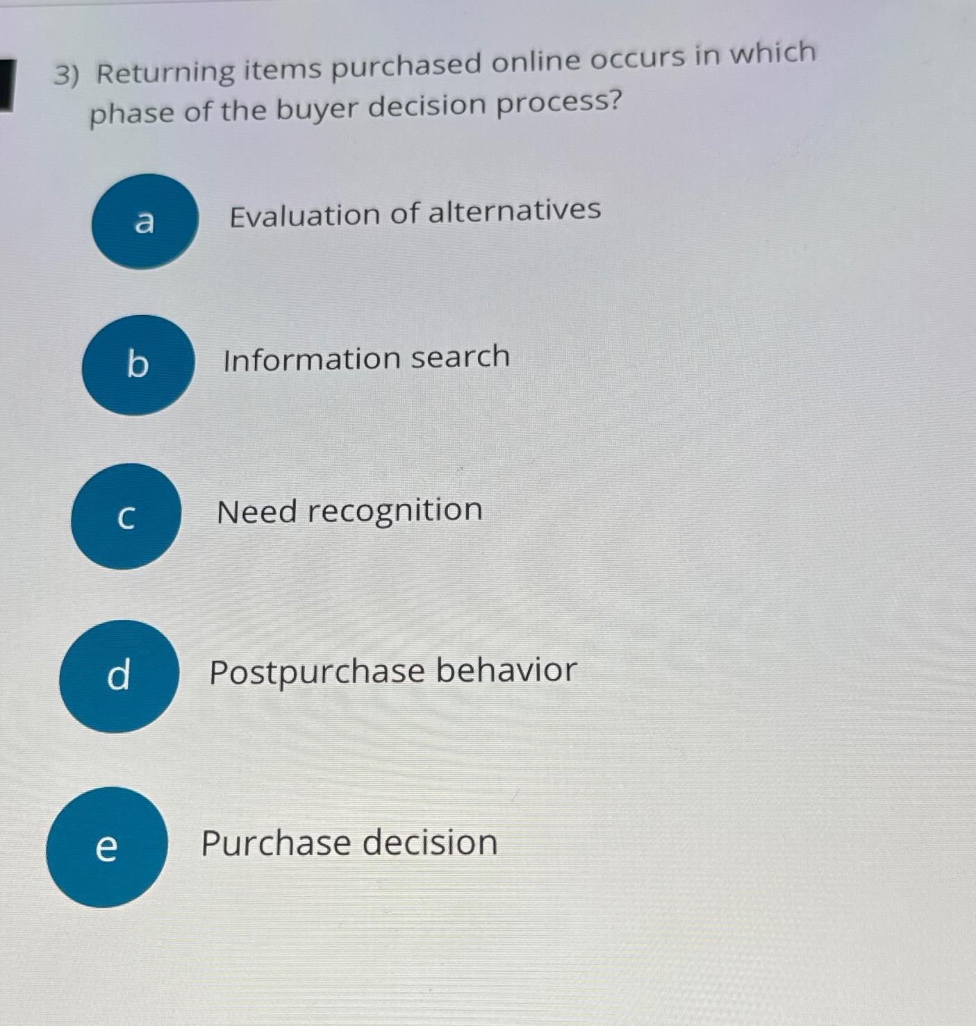 Returning items purchased online occurs in which | Chegg.com