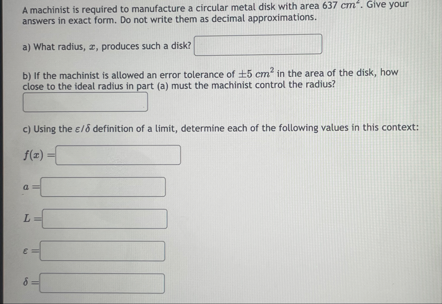 Solved A machinist is required to manufacture a circular | Chegg.com