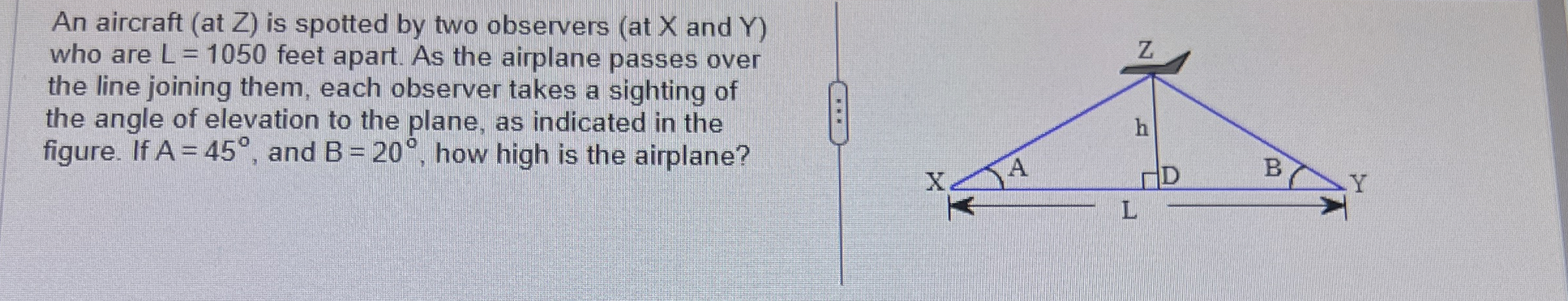 Solved An aircraft (at Z ) ﻿is spotted by two observers (at | Chegg.com