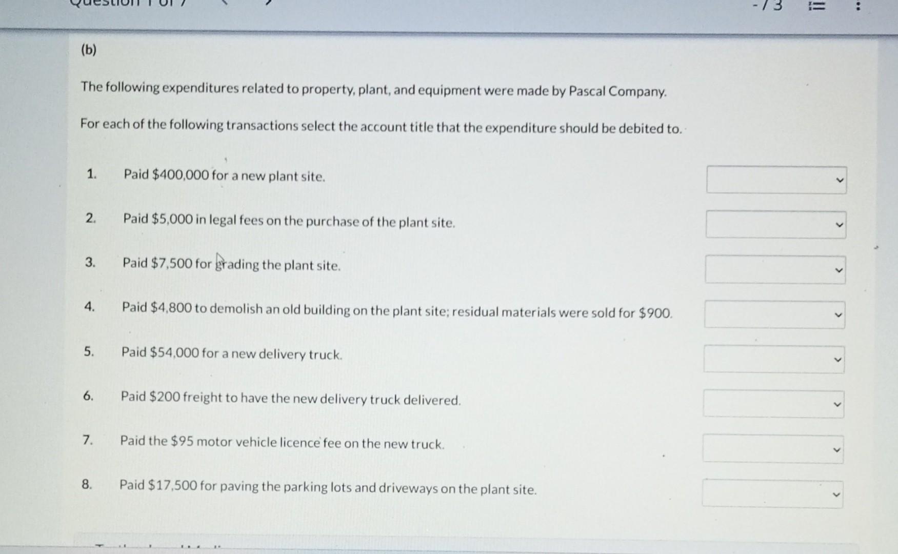 Solved (b) The following expenditures related to property, | Chegg.com