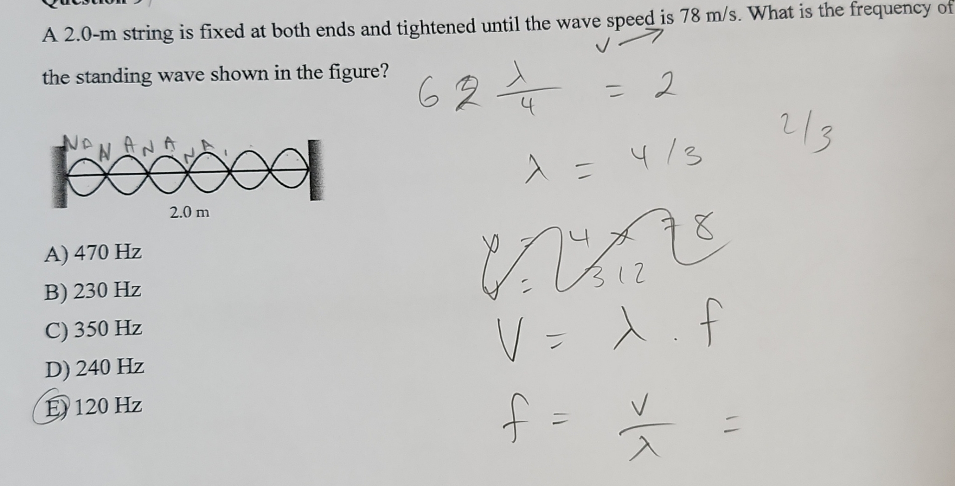Solved A 2.0-m ﻿string is fixed at both ends and tightened | Chegg.com