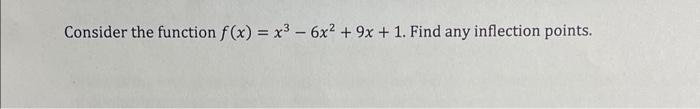 Solved Consider the function f(x)=x3−6x2+9x+1. Find any | Chegg.com