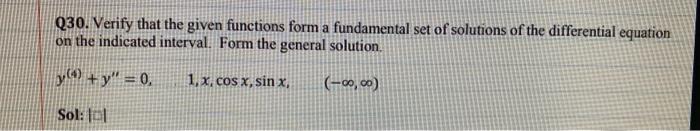 Solved Q30. Verify that the given functions form a | Chegg.com