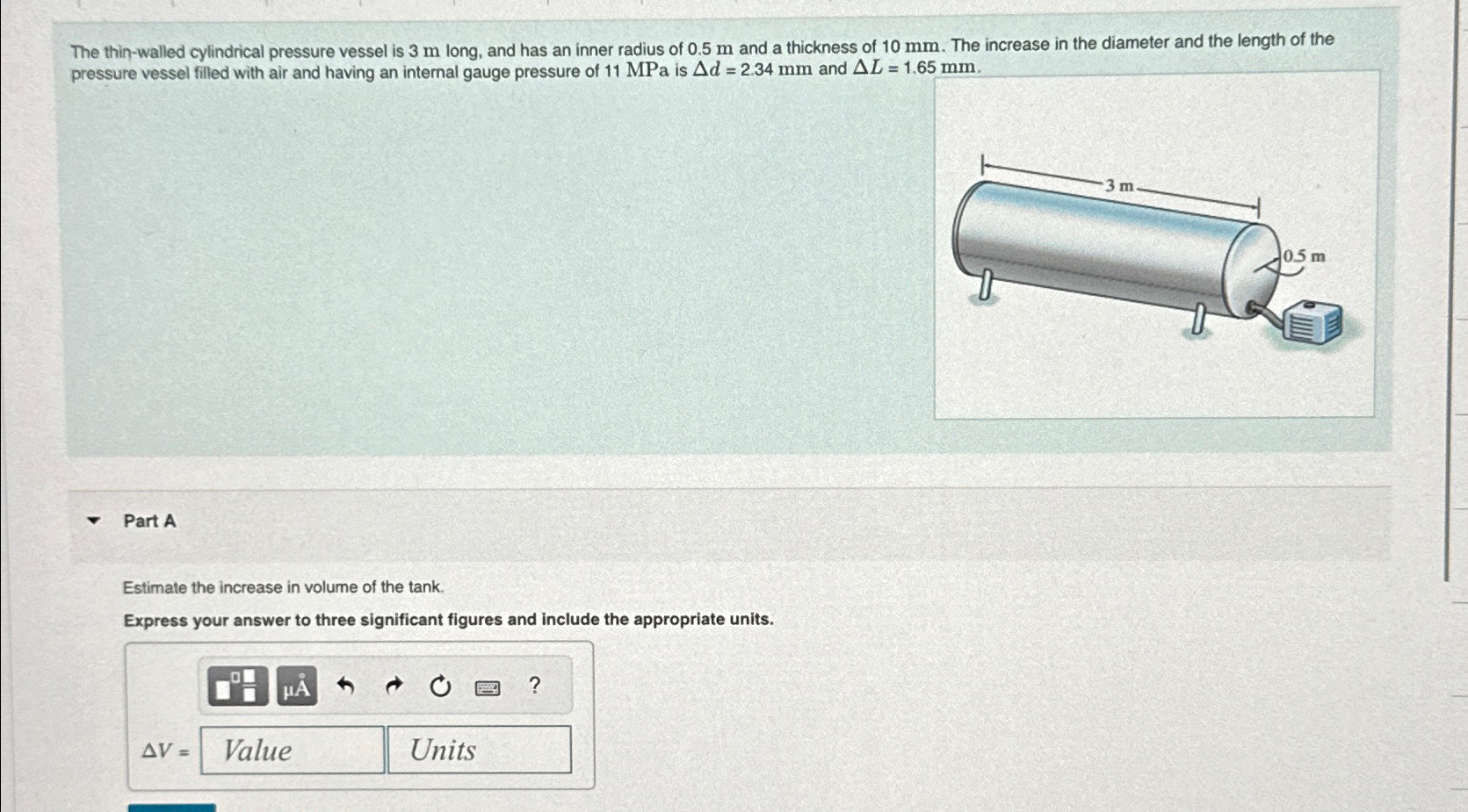 Solved The thin-walled cylindrical pressure vessel is 3m | Chegg.com