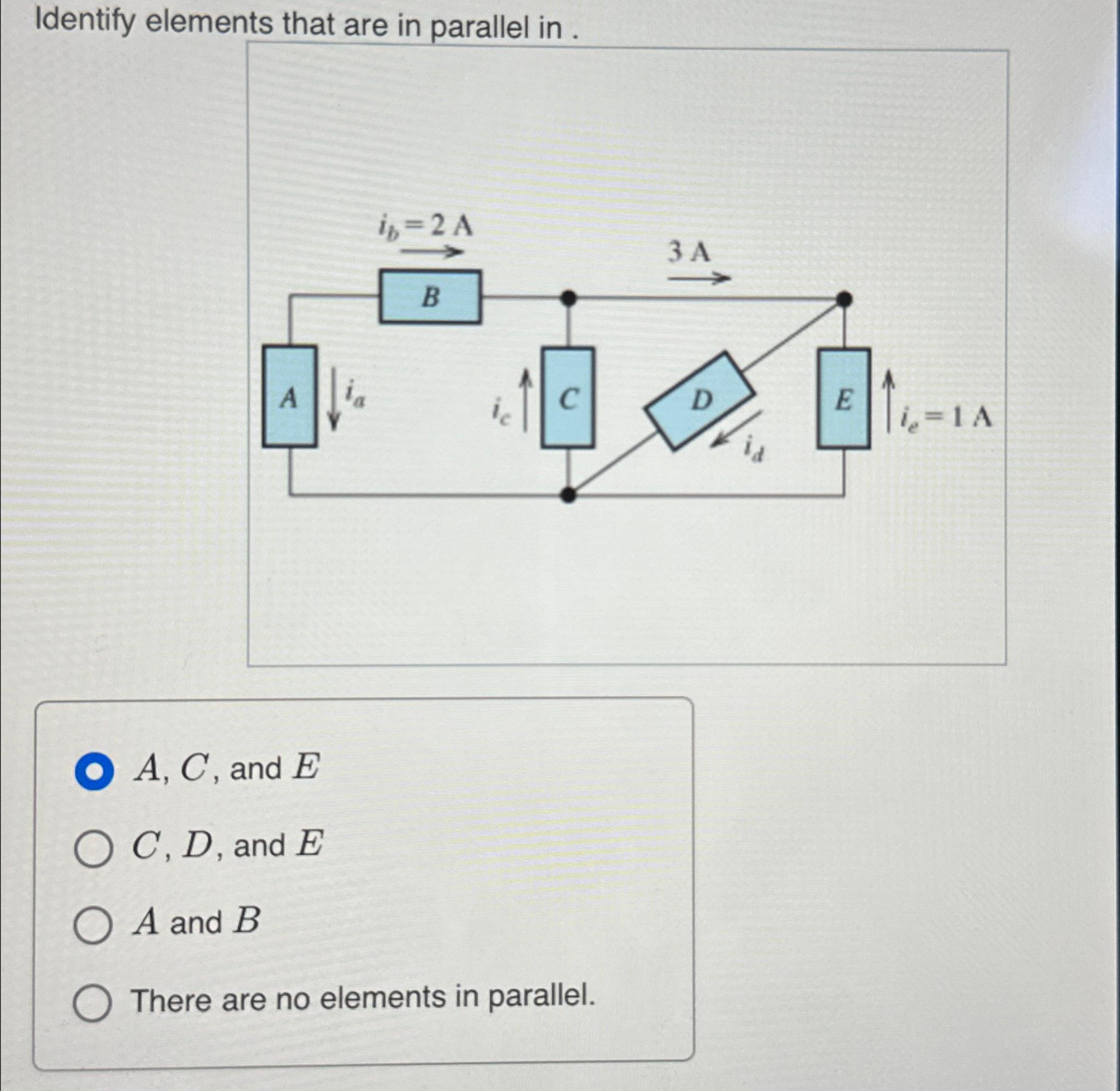 Solved Identify elements that are in parallel in .A,C, ﻿and | Chegg.com