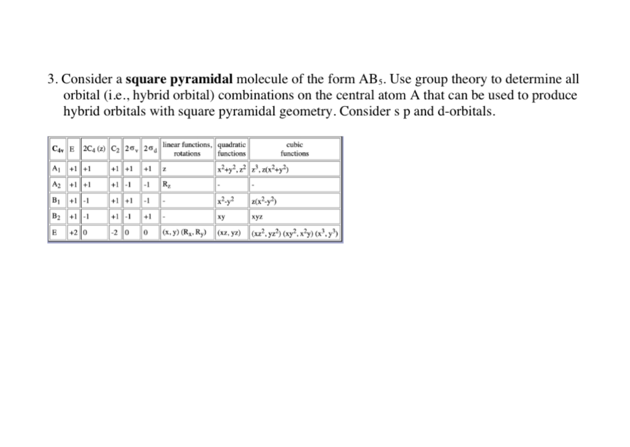 Solved Consider a square pyramidal molecule of the form AB5. | Chegg.com